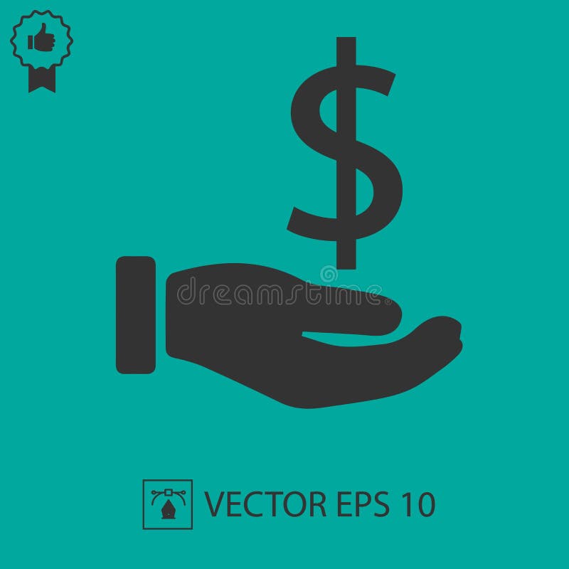 Dollar in hand vector icon stock vector. Illustration of coin - 173205517