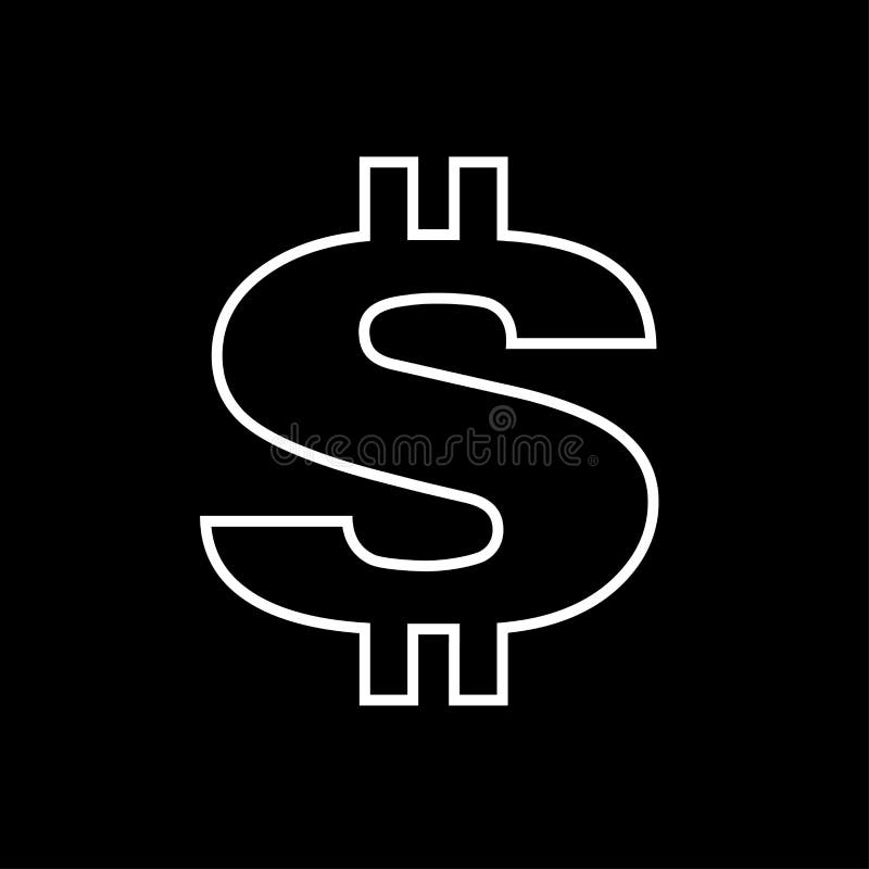 Dollar Icon Black and White Vector Illustration Stock Vector ...