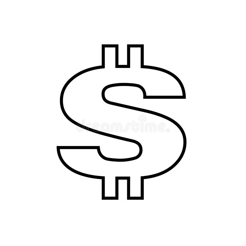 Dollar Icon Black and White Vector Illustration Stock Vector ...