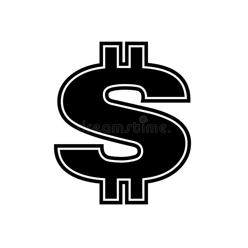 Dollar Icon Black and White Vector Illustration Stock Vector ...