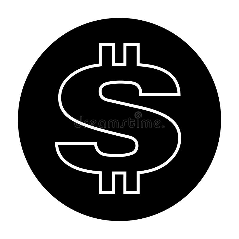 Dollar Icon Black and White Vector Illustration Stock Vector ...