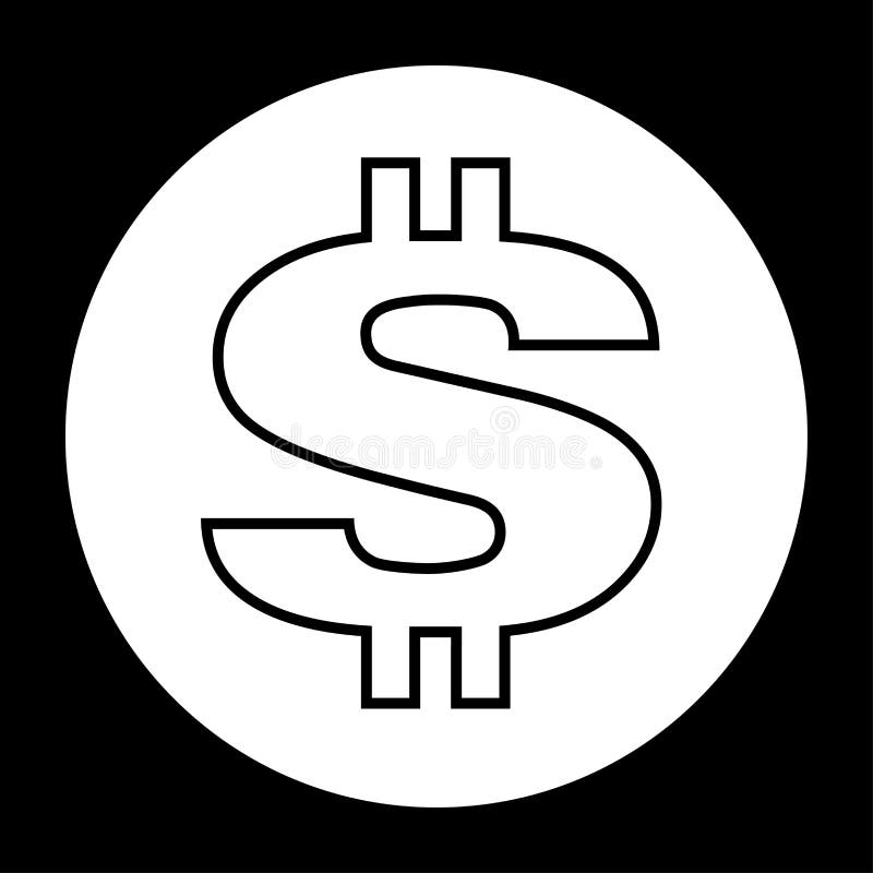 Dollar Icon Black and White Vector Illustration Stock Vector ...
