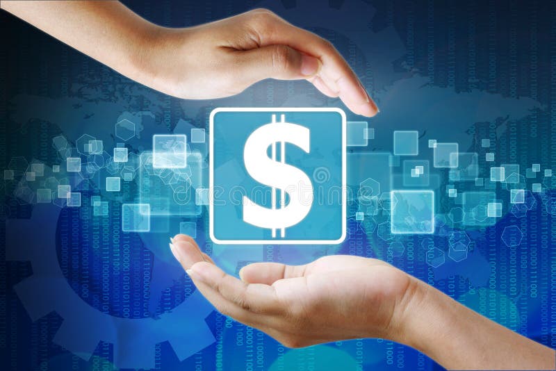 Dollar icon in hand stock image. Image of dollar, human - 41038391