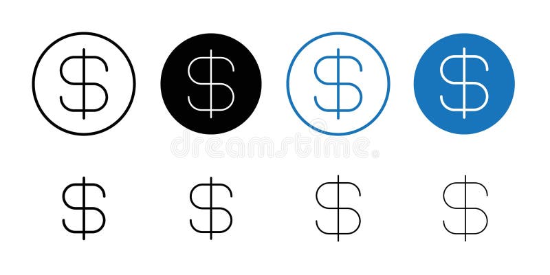 Dollar Icon Outline Vector for Web Ui Stock Illustration - Illustration ...