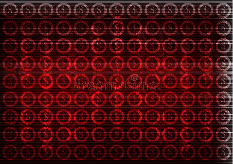 Dollar Icons on a Red Background. High Tech Stock Vector - Illustration ...