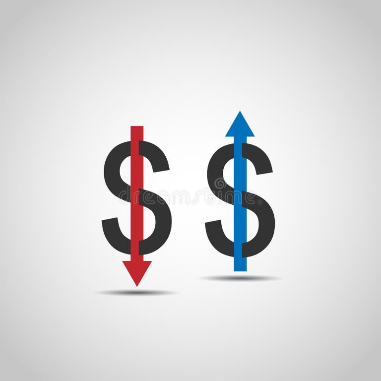 Dollar Increase Decrease Flat Icon. Stock Vector - Illustration of ...