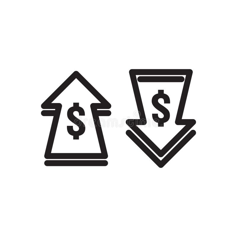 Dollar Increase Decrease Icon. Money Symbol with Arrow Stretching ...