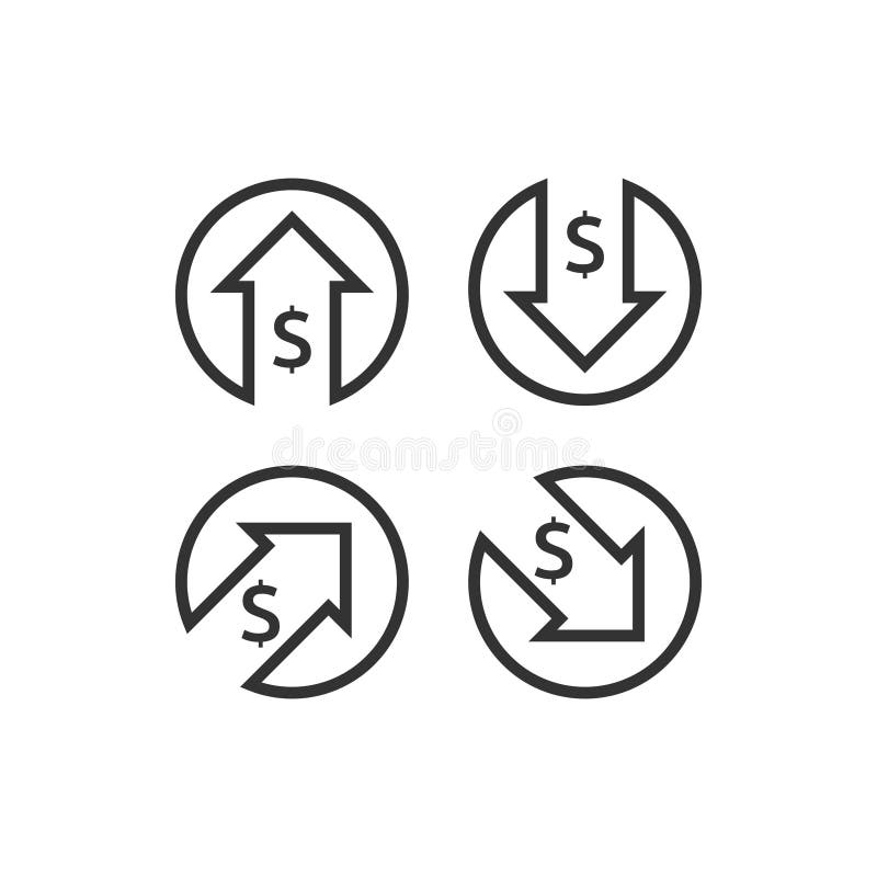 Dollar Increase Decrease Icon. Money Symbol with Arrow Stretching ...