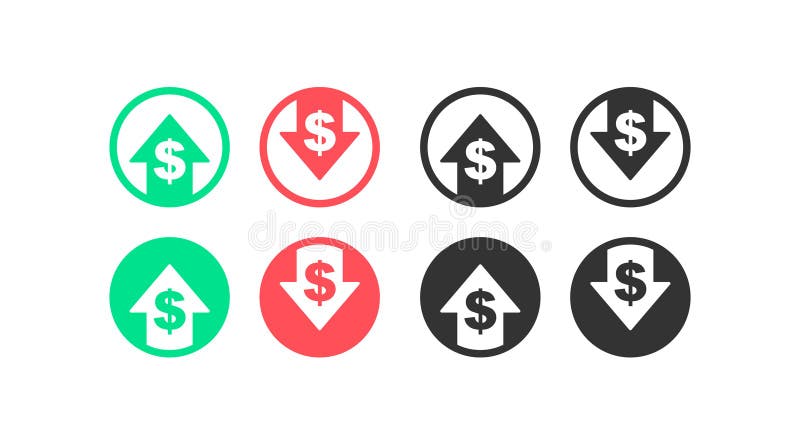 Dollar Increase and Decrease Icon. the Rise and Fall of the Dollar Vector Stock Illustration ...
