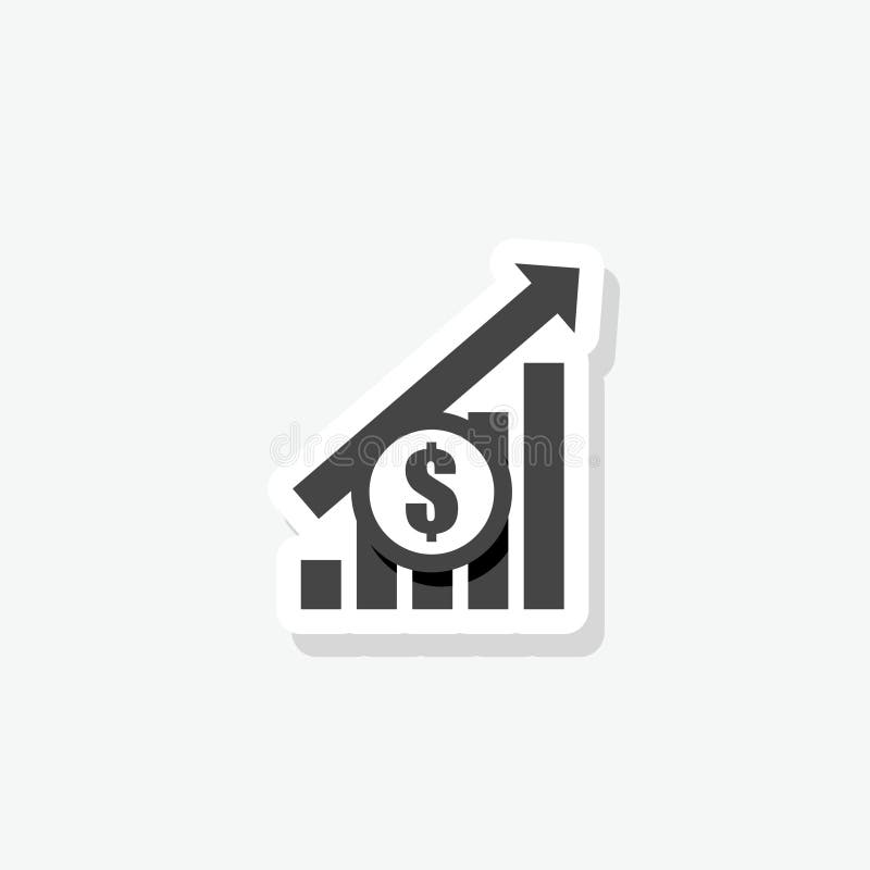 Dollar Increase Icon Sticker Isolated on White Stock Vector ...