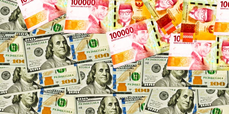 Dollar and Indonesian Rupiah As Illustrate Foreign Exchange. Stock ...