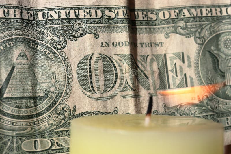 Dollar Inflation Concept, 1 Dollar Banknote Against Candle on Fire, US ... Dollar Inflation Concept, 1 Dollar Banknote Against Candle on Fire, US ...