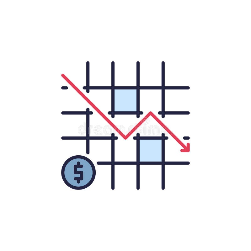 Dollar Inflation Falling Arrow Chart Vector Concept Colored Icon Stock ...