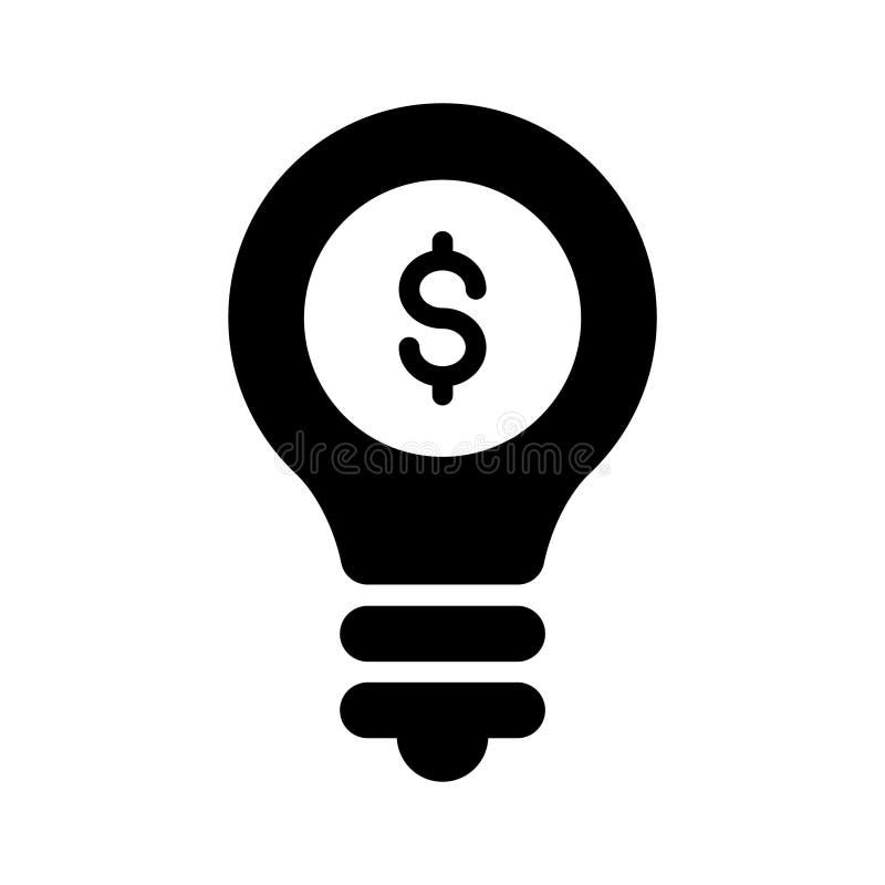 Dollar Inside Bulb Depicting Innovative Idea, Financial Idea Icon ...
