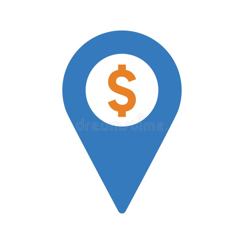 Dollar Inside Map, Bank Location Icon Stock Illustration - Illustration ...