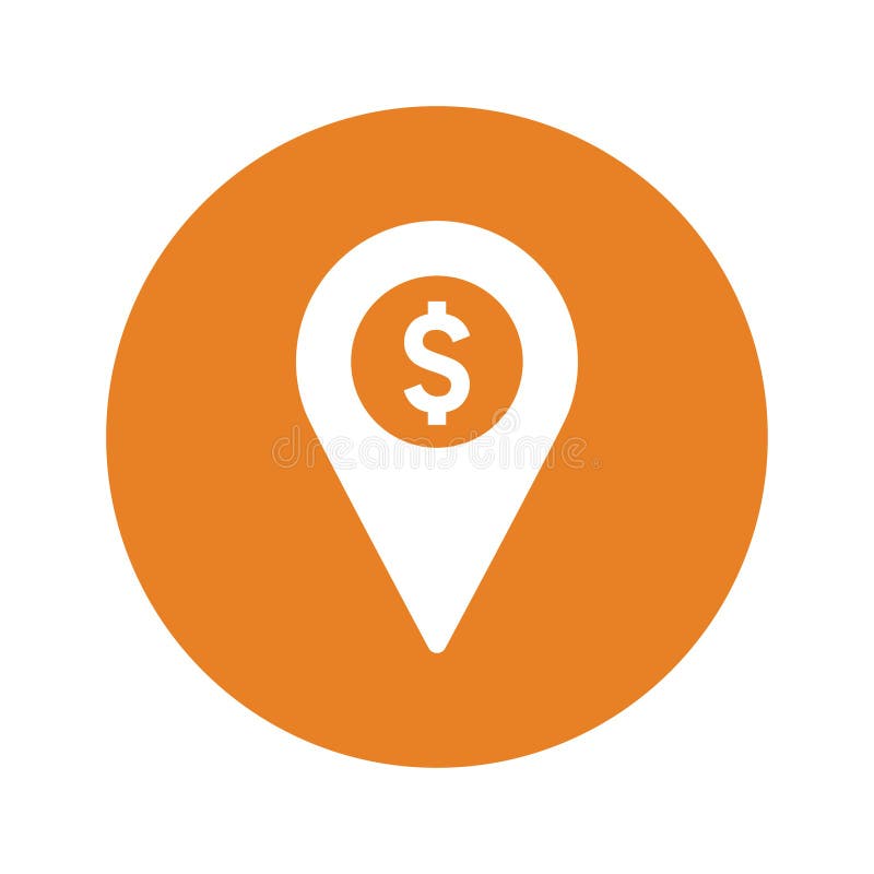 Dollar Inside Map, Bank Location Icon Stock Illustration - Illustration ...
