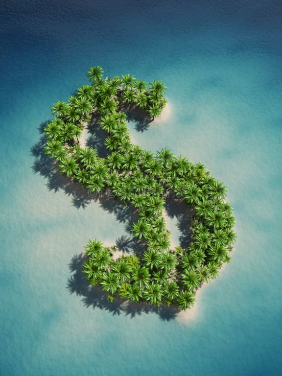 Dollar island stock illustration. Illustration of aerial - 23934595