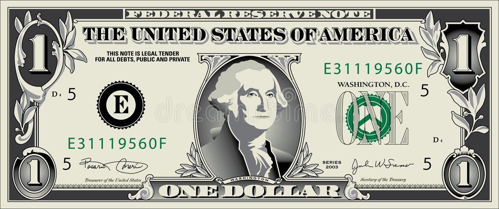 Front of a one dollar bill editorial image. Image of america - 23160355