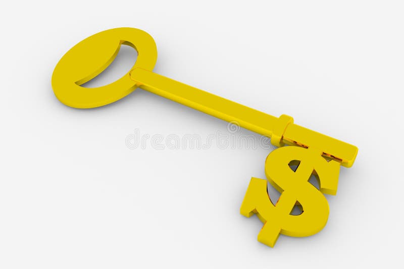 Gold key with dollar sign stock illustration. Illustration of business ...