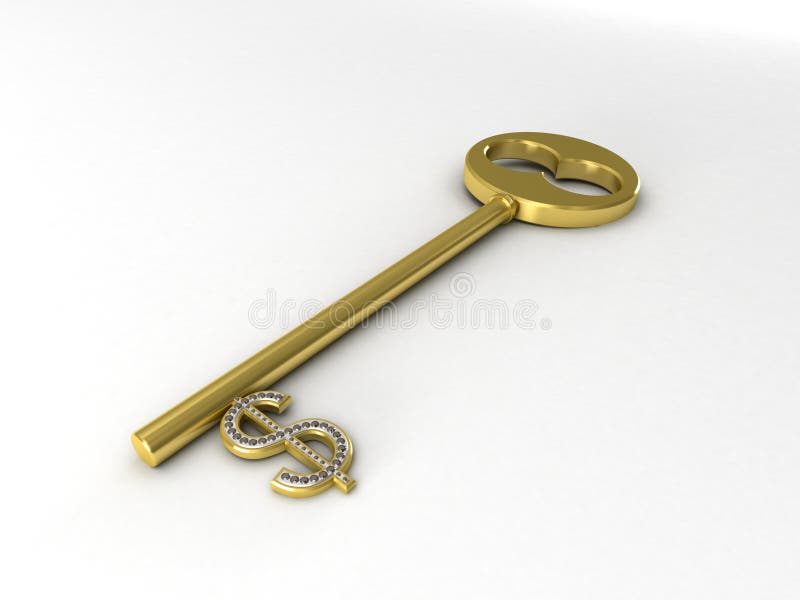 Dollar key stock illustration. Illustration of sign, platinum - 23351549