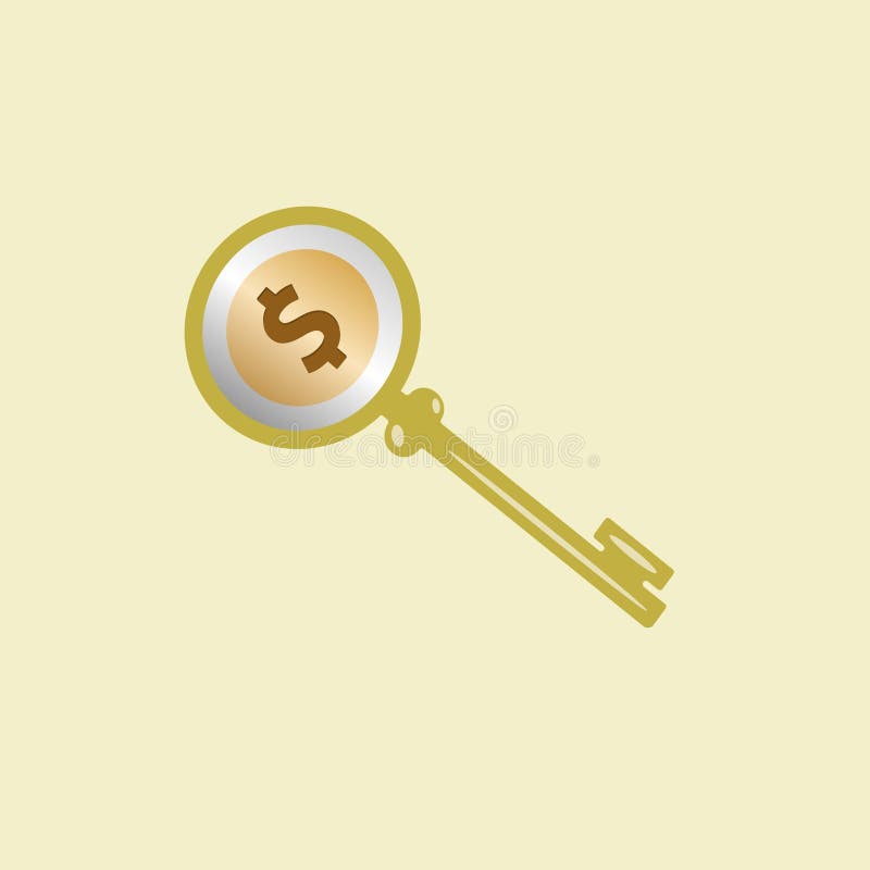 Simple Golden Key with the Currency Symbol of Dollar Stock Vector ...