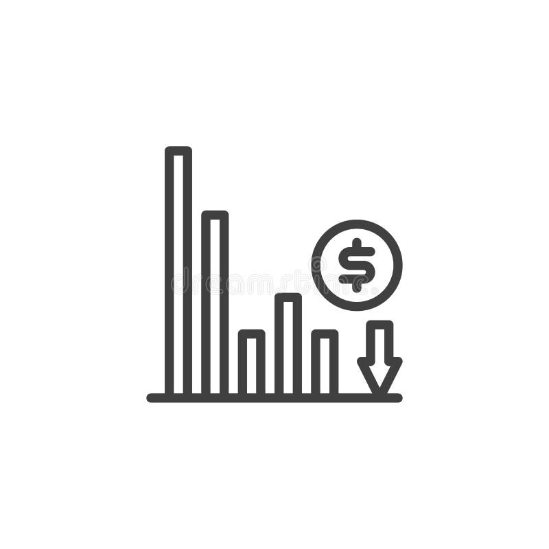 Dollar Loss Graph Vector Icon Symbol Finance Isolated on White ...