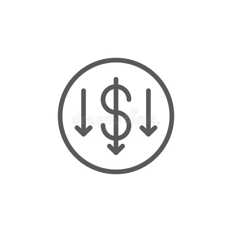 Dollar Decrease Rate Vector Icon Symbol Isolated on White Background ...