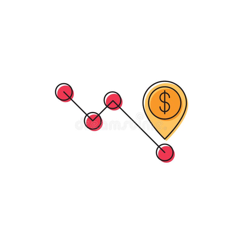Dollar Loss Graph Vector Icon Symbol Isolated on White Background Stock ...