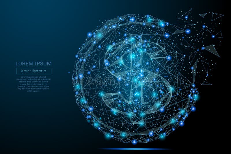 Dollar. Low Poly Abstract Mesh Line and Point United States Dollar Sign ...