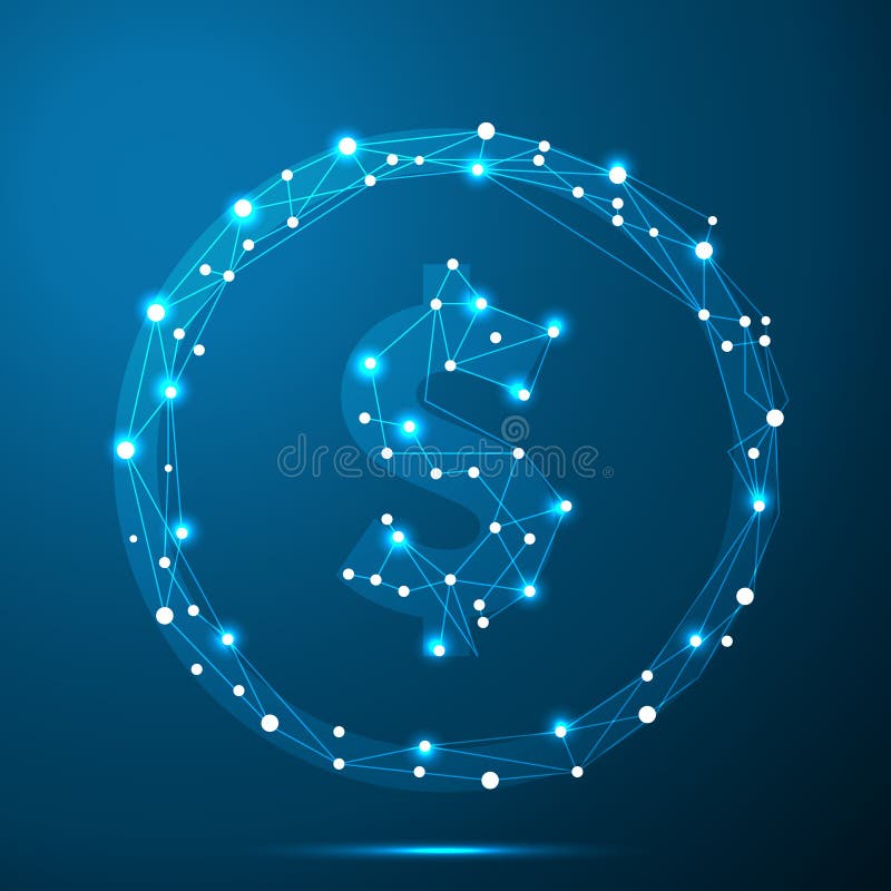 Dollar Low Poly Coin, Lines and Dots Connected To Form, Vector ...