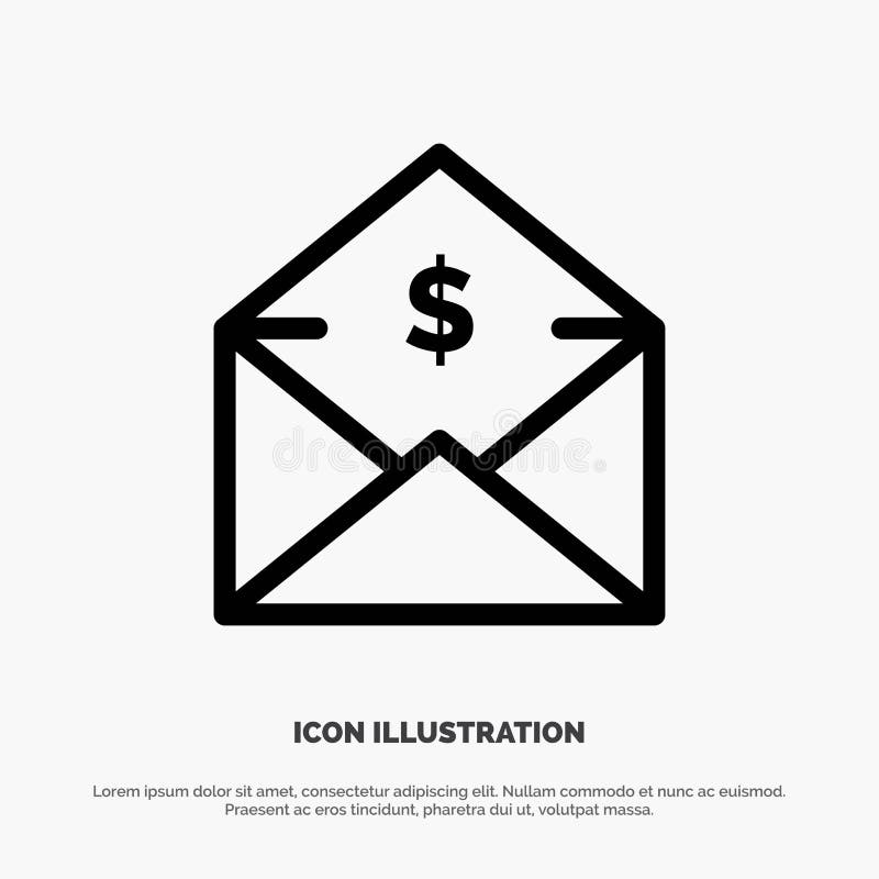 Dollar, Mail, Money, Money-Order Line Icon Vector Stock Vector ...