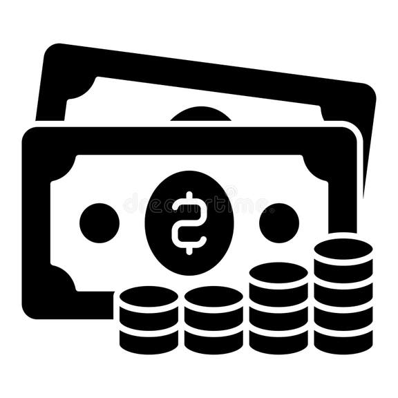 Dollar Money with Cent Coins Stack Solid Icon, Banking Concept. Vector ...