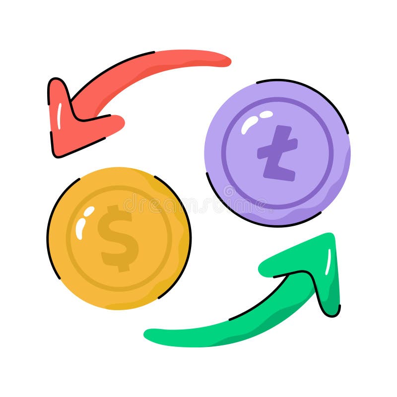 Dollar Money Exchange with Arrows, Hand Drawn Icon Stock Vector ...
