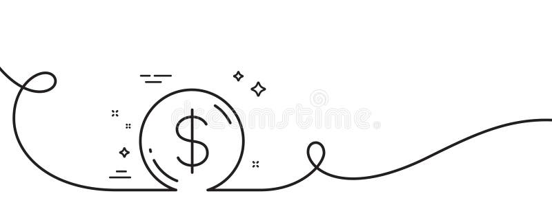Dollar Money Line Icon. Usd Currency Sign. Continuous Line with Curl ...