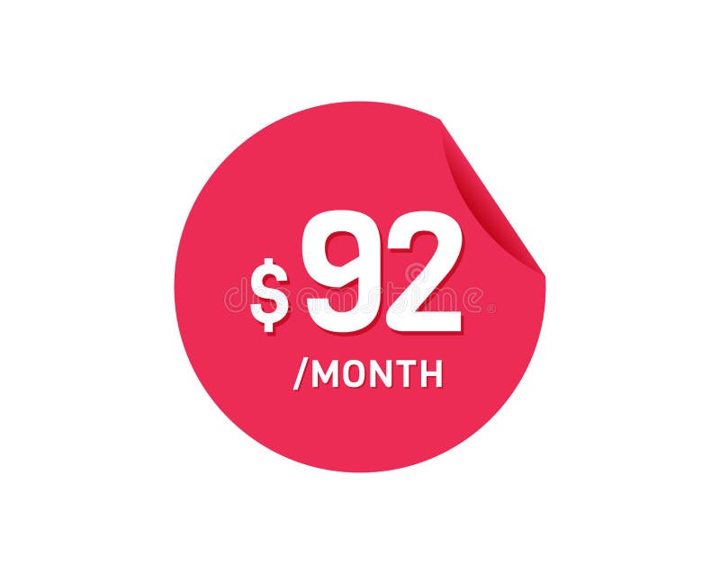 $92 Dollar Month. 92 USD Monthly Sticker Stock Vector - Illustration of ...