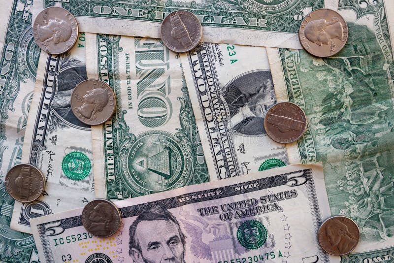 Dollar Notes and Coins Background Stock Photo - Image of bill, currency ...