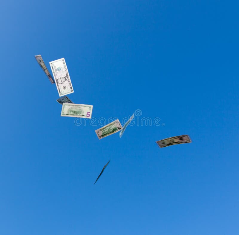 Dollar Notes Falling from Above Stock Image - Image of debit, dollar ...