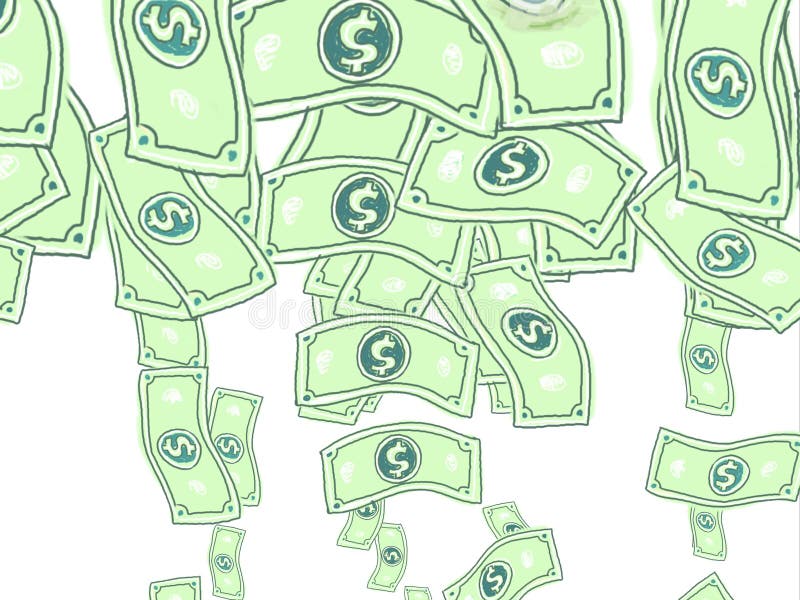 Dollar Notes Falling Drawing Stock Illustration - Illustration of ...