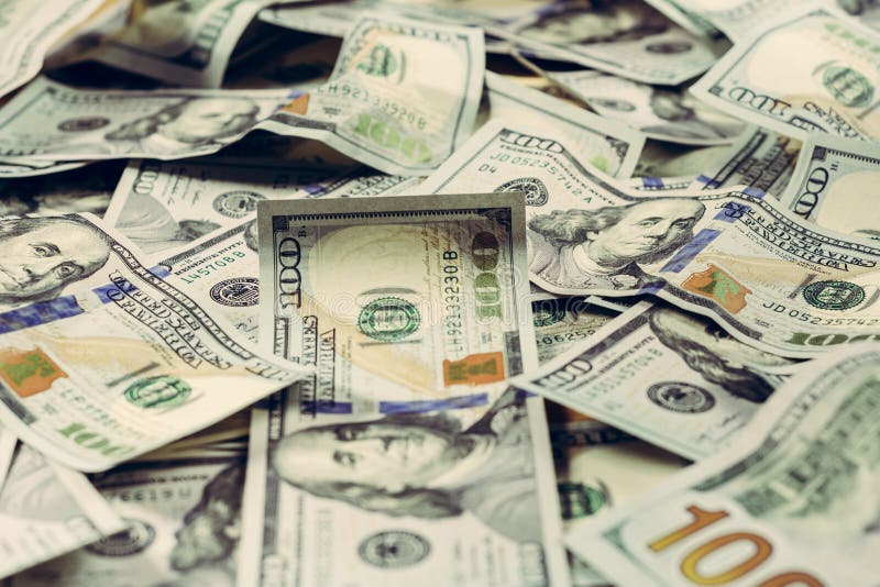 Dollar Notes are Lined Up on a Table Close-up, a Texture of Dollar Bill ...