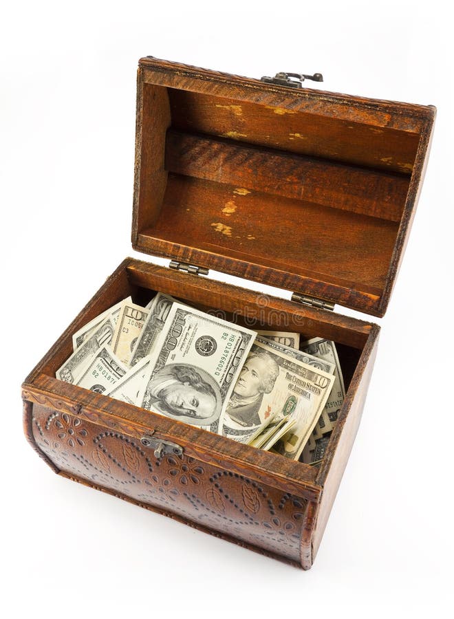 Dollar in the open chest stock photo. Image of number - 18912550