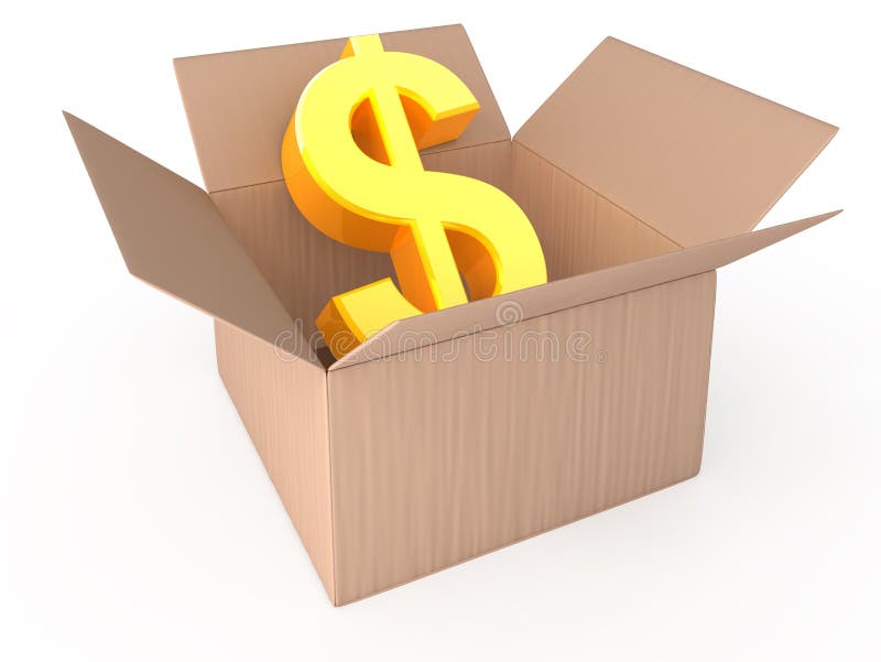 Dollar in opened box stock illustration. Illustration of shipping ...