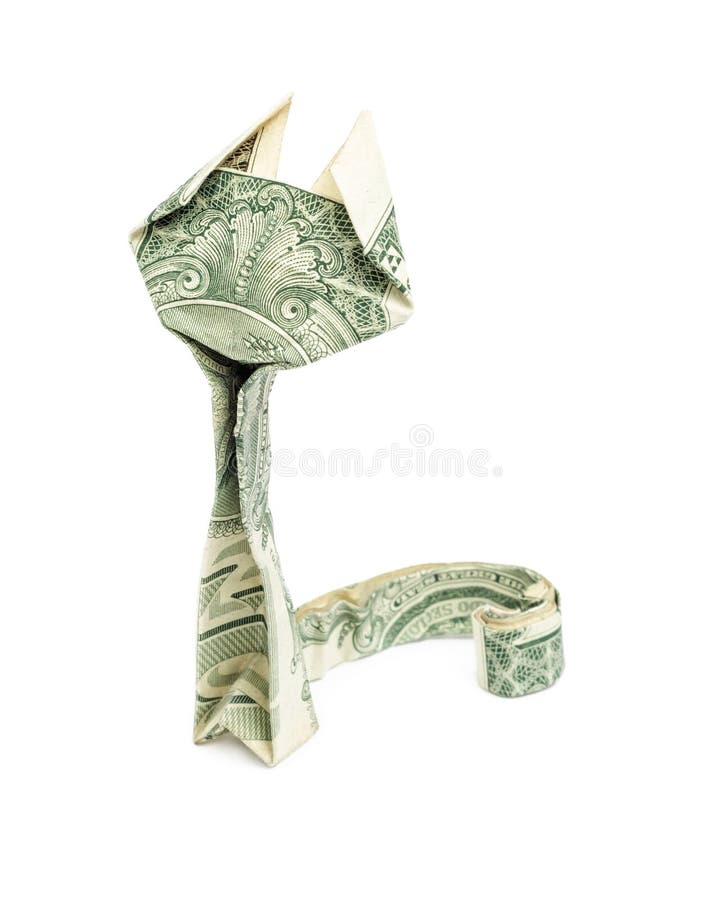 Dollar Origami Cat Isolated Stock Photo - Image of debt, investment ...