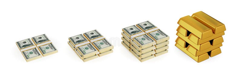 Dollar Packs and Gold Bars. Stock Illustration - Illustration of ...