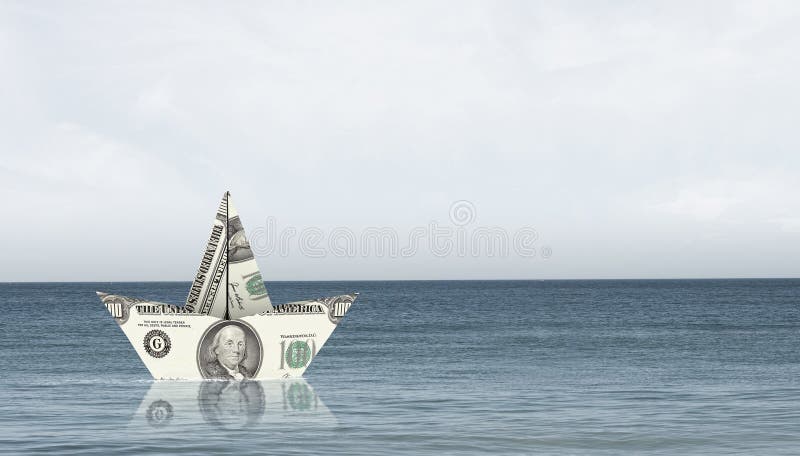 Dollar Paper Boat . Mixed Media Stock Photo - Image of ship, design ...