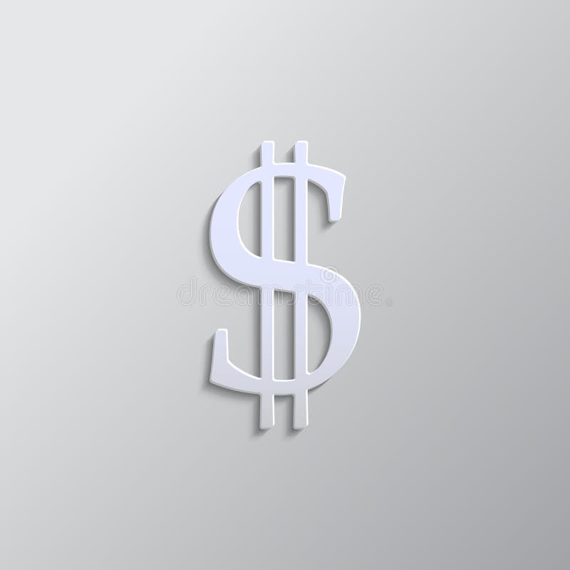 Dollar Paper Style, Vector Icon. Grey Color Vector Background Stock ...
