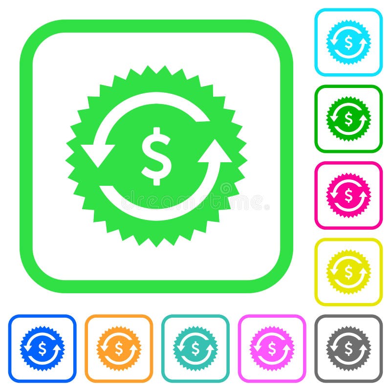 Dollar Pay Back Guarantee Sticker Vivid Colored Flat Icons Stock ...