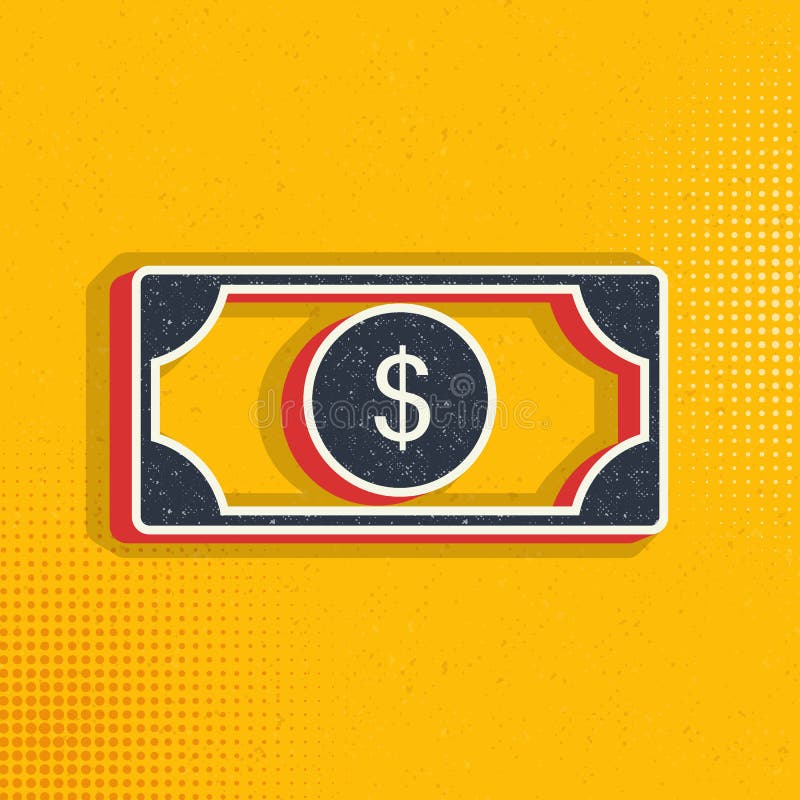 Dollar Pop Art, Retro Icon. Vector Illustration of Pop Art Style Stock ...