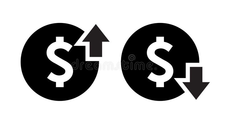 Dollar Price Up Down Icon Vector. Increasing and Decreasing Currency ...