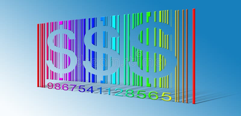 Dollar Rainbow Bar Code stock illustration. Illustration of system ...