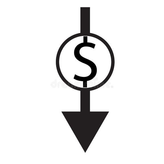 Dollar Rate Decrease Icon on White Background. Flat Style. Lower Cost Icon for Your Web Site ...